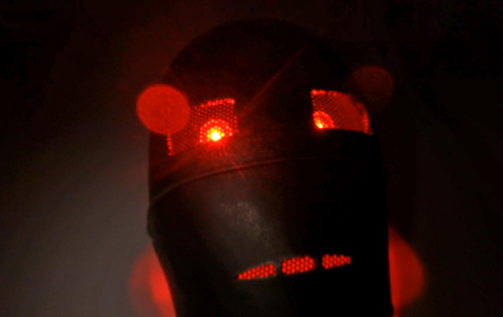 Glowing Red Eyes Poster Portrait Of An Angry Alien Monster With Horns