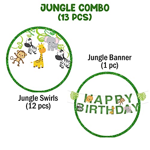 Party Propz Jungle theme Swirls and Happy Birthday Banner for Jungle ...