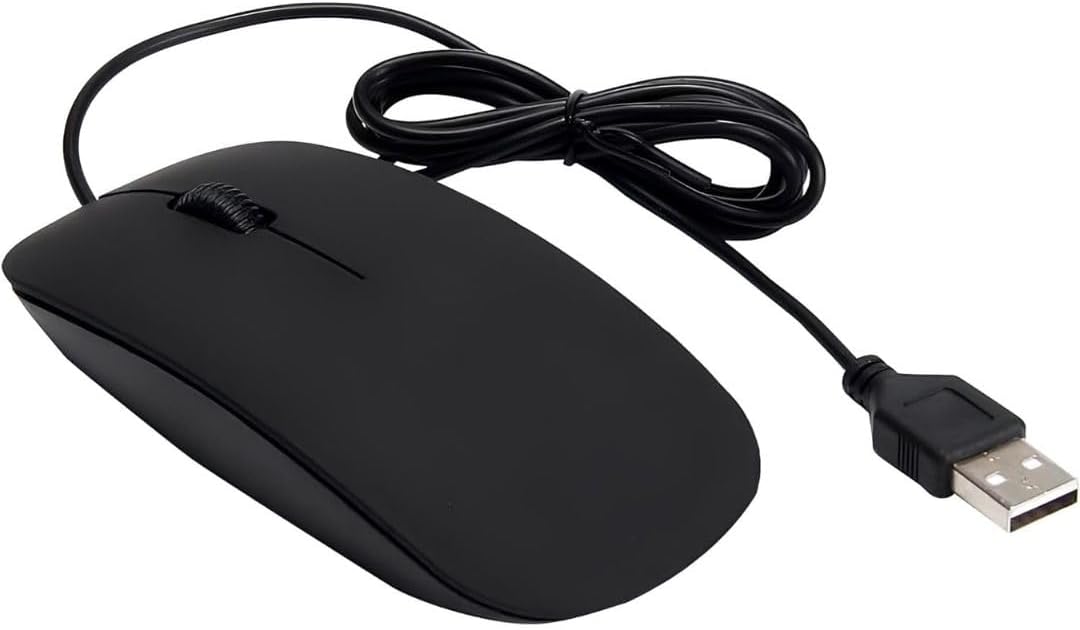 AmazonBasics 3-Button USB Wired Mouse Black