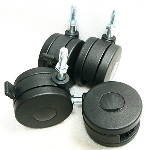 Oajen 3" 75mm Twin Wheel Caster, Black Riveted Hard Wheel adds Strength ...