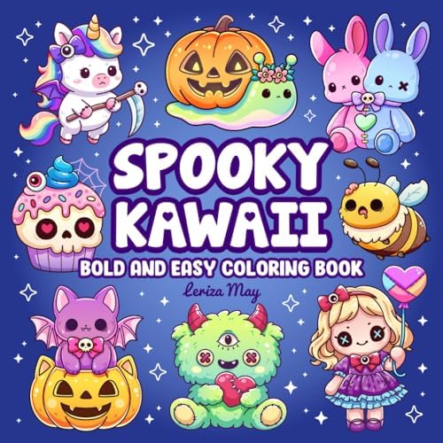 Spooky Kawaii Bold And Easy Coloring Book: Cute and Creepy Pastel Goth ...