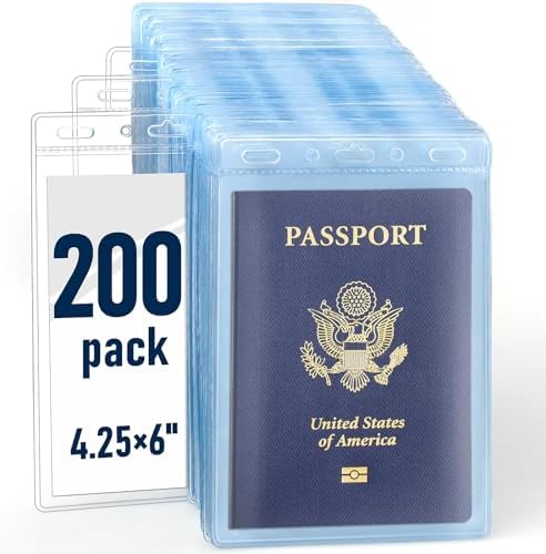 Amazon.com : 200 Pack Clear Plastic Passport Identification Card ...
