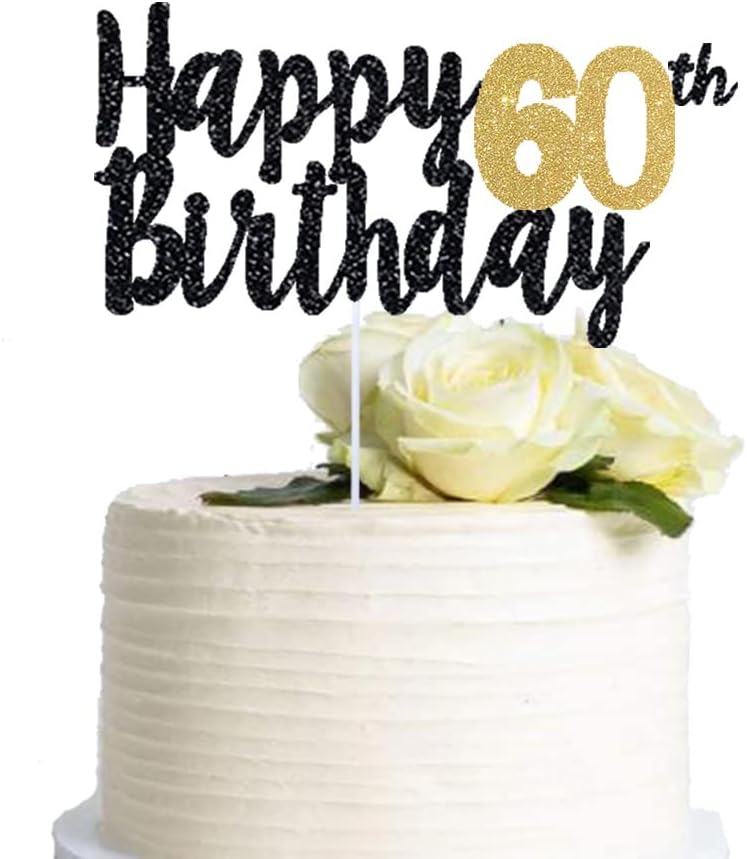 Amazon.com: 60th Cake Topper for Happy 60th Men and Women Birthday ...