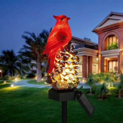 Destlife Outdoor Solar Cardinal Bird Light, Solar Garden Decor Stake ...