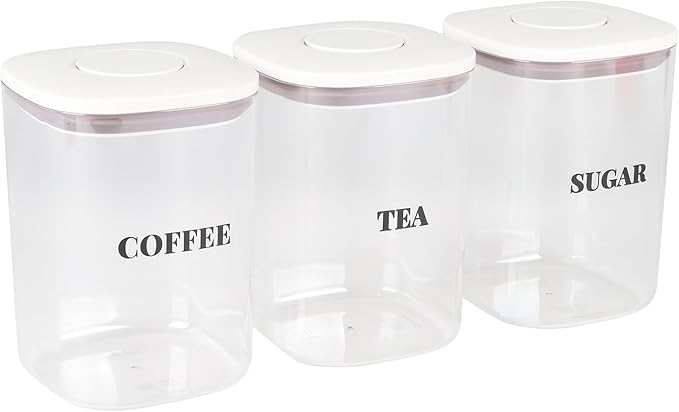 Gzsekken Tea Coffee Sugar Canisters Set of 3, Airtight Food Storage ...