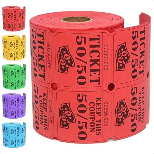 ESSENTIAL 500 Double Roll Raffle Tickets, 50/50 Raffle Cards, Entry ...