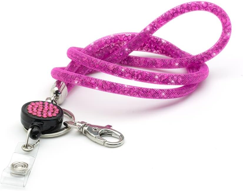 CKB LTD Pink Sparkle Lanyard Rhinestone Glitter Crystal Gems Neck Strap ...