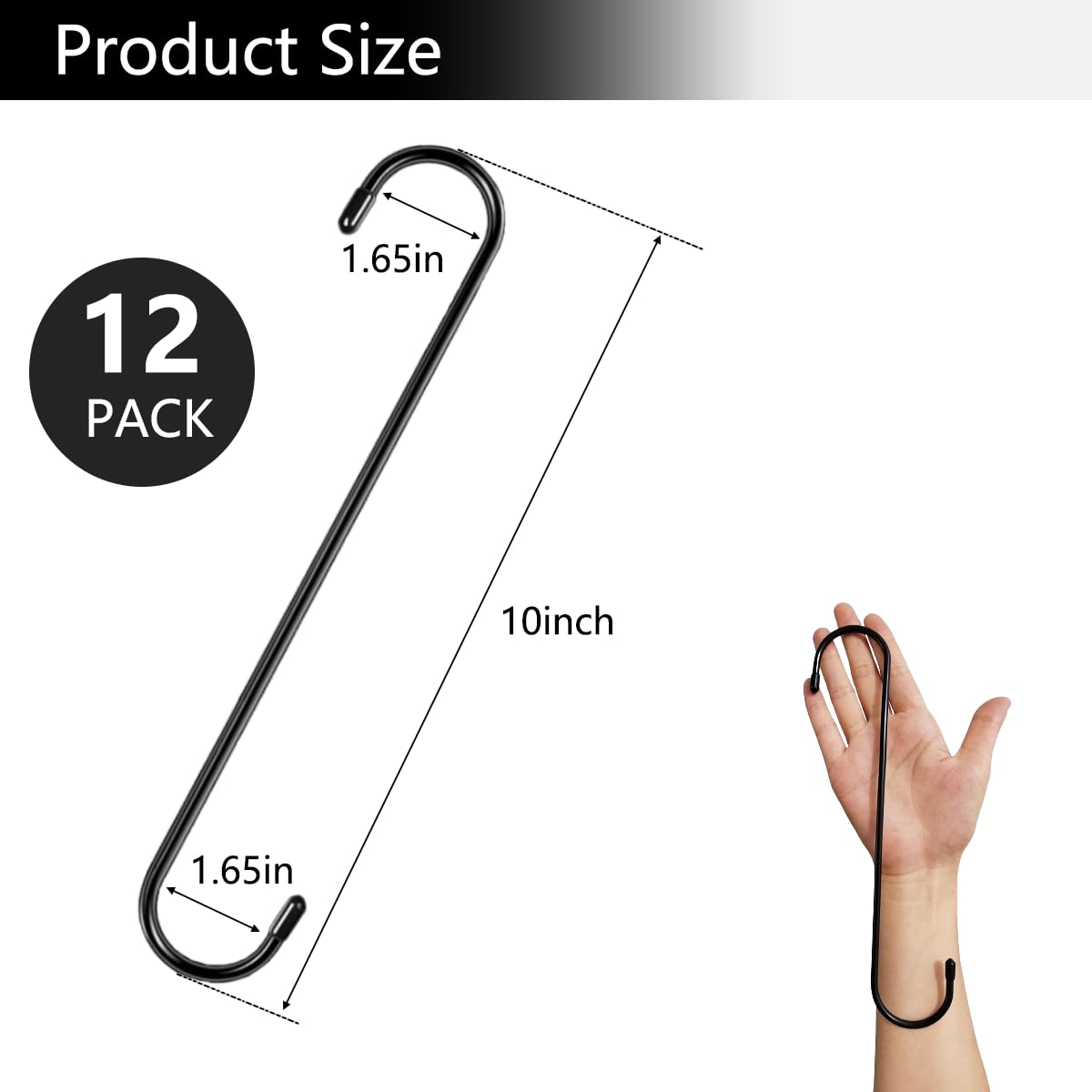 Snapklik.com : 12 Pack Extra Large S Hooks, 10 Inch Heavy Duty Long S ...