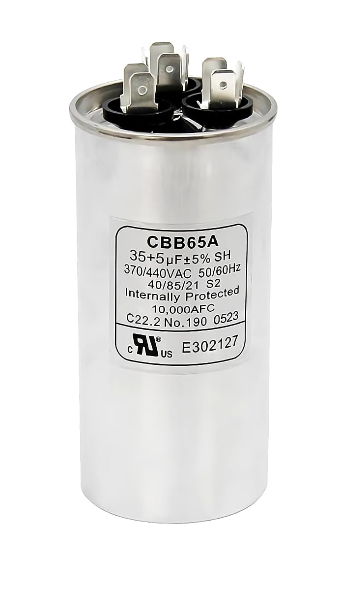 35+5 MFD 35/5 uF 370 or 440 Volt CBB65B Dual Run Circular Start Capacitor for AC Motor Run ...