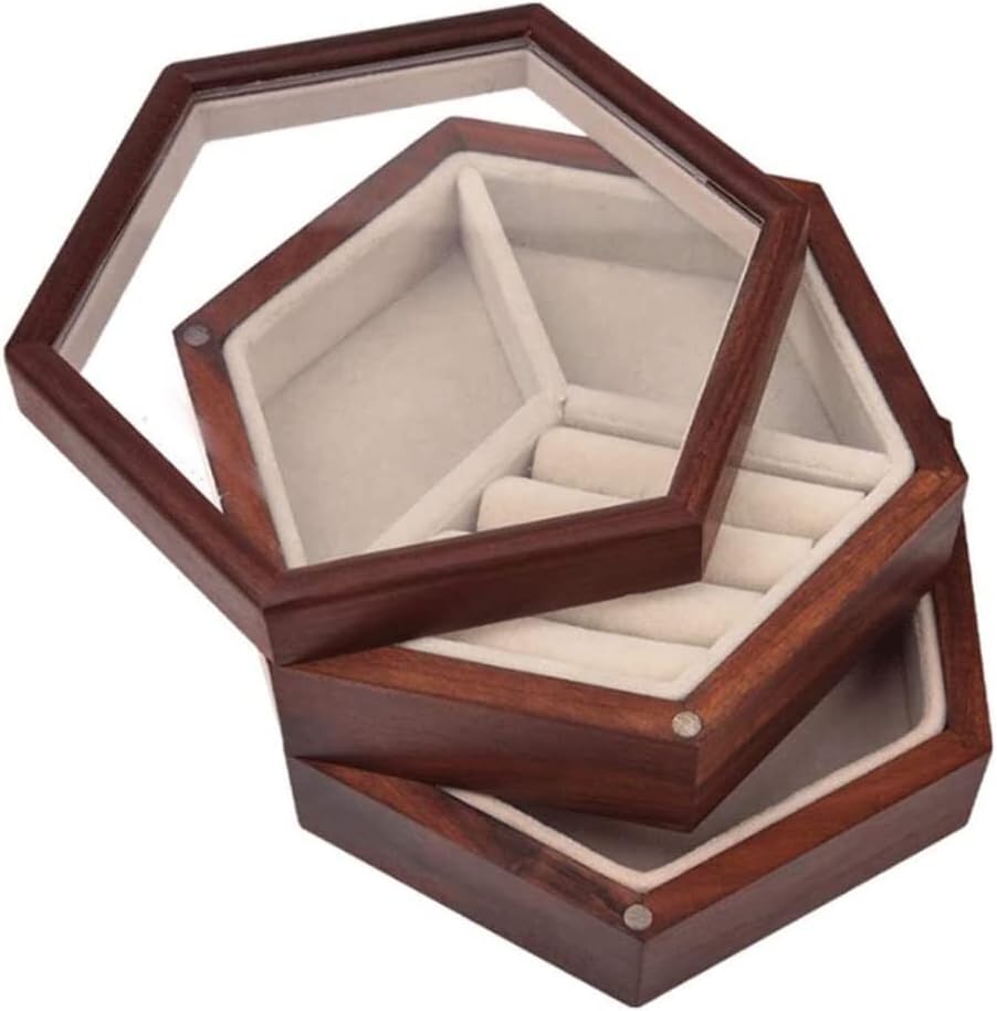 Amazon.com: RSERO Jewelry Boxes 360°Rotating Jewelry Box with Glass Lid ...