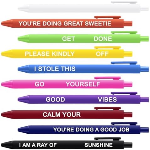 Amazon.com : Crtiin 10 Pcs Funny Work Pens for Adults Snarky Office ...