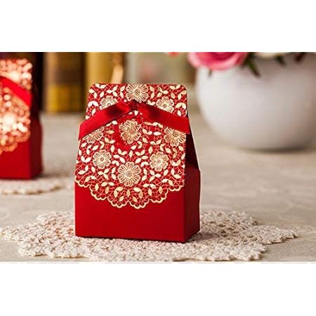 Amazon.com: Joinwin 50 pcs Double Happiness Design Chinese Red Candy ...