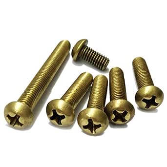 Amazon.com: M2 x 5mm Phillips Pan Head Machine Screws,Brass,Metric,Full ...