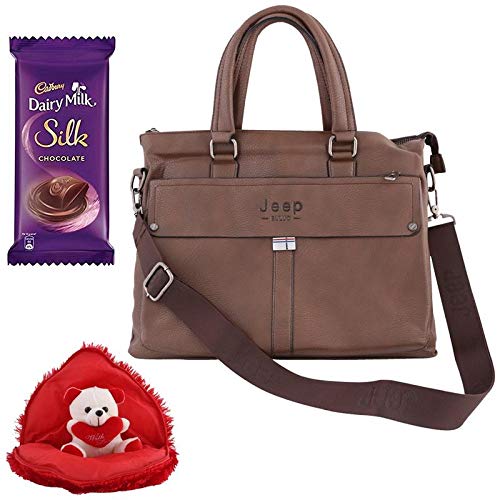 SFU E Com Original Brown Leather Branded Briefcase,Office/Laptop Bag ...