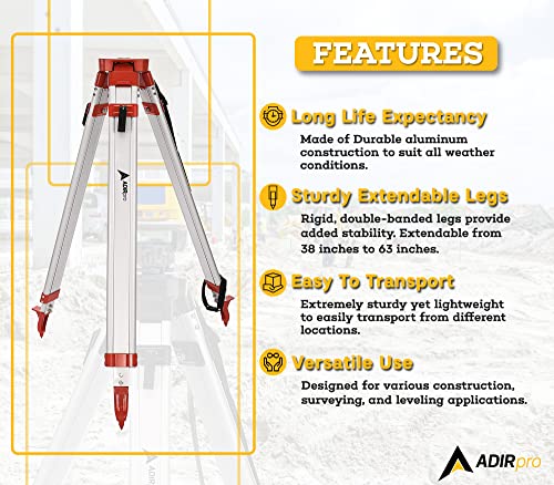 Snapklik.com : AdirPro Universal Survey Tripod Aluminum Laser Level ...