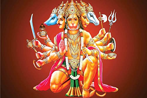 Buy Go Green Tale Religious Wall Poster|Panchmukhi Hanuman ji Poster ...