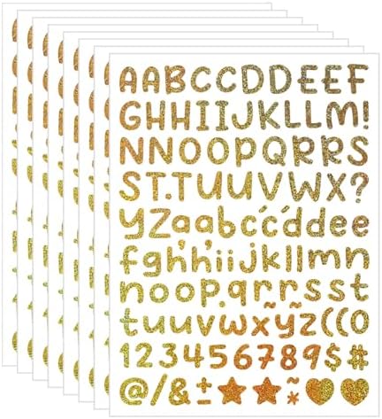 Amazon.com: Premium 8-Sheet Gold Letter Stickers: 0.5" Elegant Glitter ...