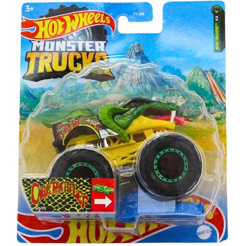Hot Wheels Monster Trucks – 1:64 Scale Diecast – Cage Rattler & Snake ...