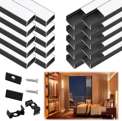 Muzata 10Pack 3.3FT/1M Plaster in LED Channel Trimless Recessed LED ...