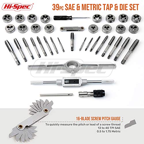 Snapklik.com : Hi-Spec 39 Piece SAE & Metric Tap & Die Set Complete M3 ...