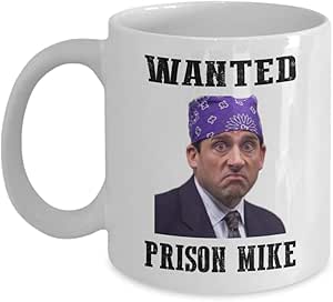 Amazon.com: Prison Mike Mug - Wanted The Office Novelty Gift Idea ...