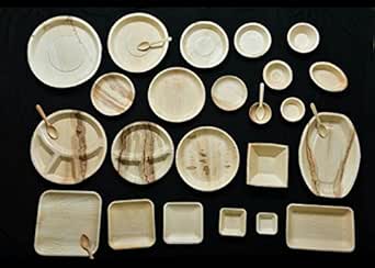 Areca Leaf (Supari Patta) Disposable Plates (Round, 12 IN) : Amazon.in ...