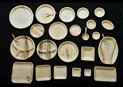 Areca Leaf (Supari Patta) Disposable Plates (Round, 12 IN) : Amazon.in ...