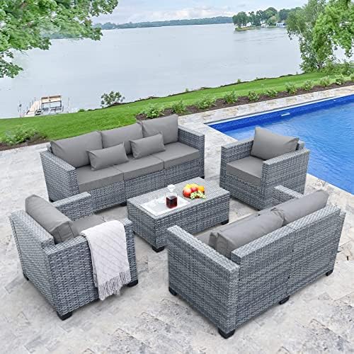 Amazon.com: Valita Patio Rattan Furniture Set with Storage Coffee Table ...