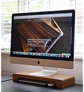 carpentray Wooden Computer Long Monitor Stand, Monitor Riser Desk Shelf ...