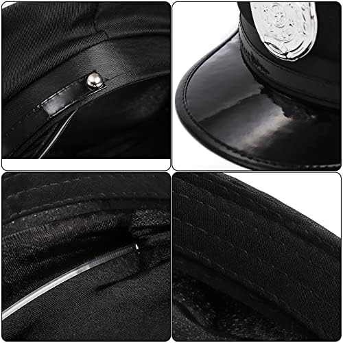 Amazon.com: Mezchi 4 Packs Black Police Hat Cop Hat for Adults, Unique ...