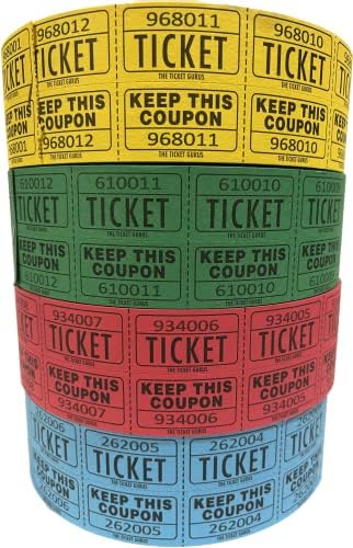 Amazon.com : The Ticket Gurus-Raffle Tickets - (4 Rolls of 2000 Double ...