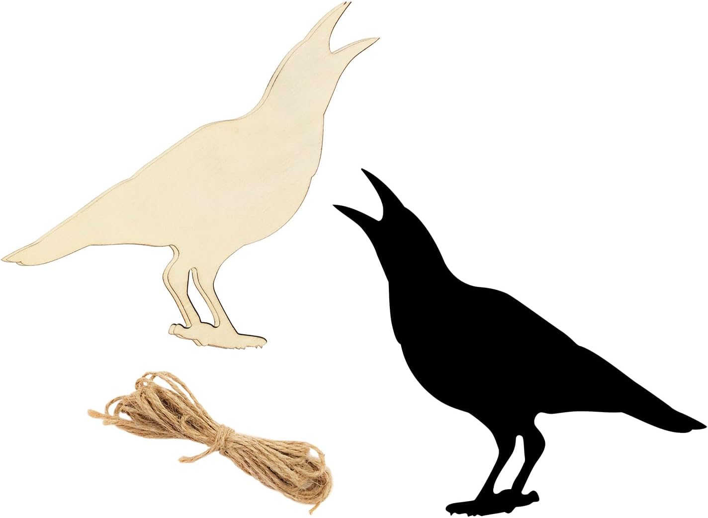 Amazon.com: Unfinished Crow Wood Crow Shaped DIY Wood Halloween Blank ...