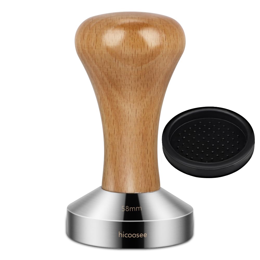 Coffee Tamper, hicoosee 58mm Stainless Steel Espresso Tamper Espresso ...