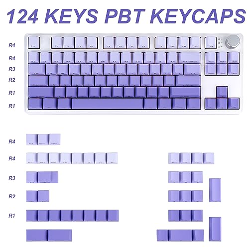 JOLINTAL 124 Keys Gradient Purple Keycaps Set, PBT Cherry Profile ...