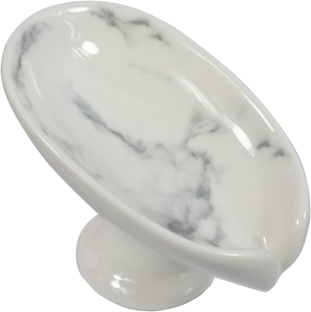 Amazon.com: Polyroyal Self-Draining Soap Dish White Marble Ceramic Soap ...