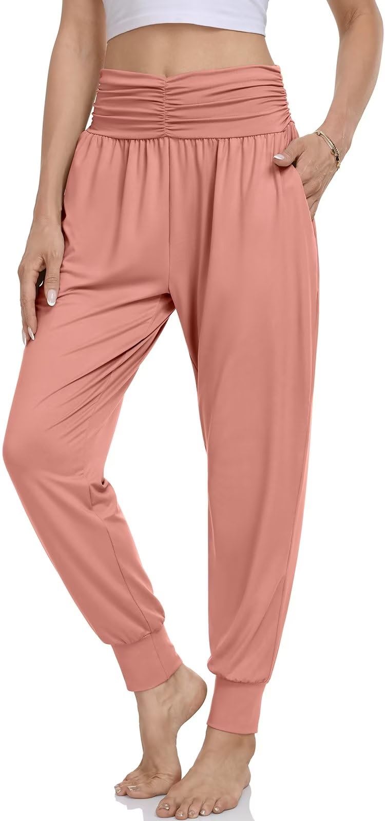UEU Women's Harem Casual Loose Pants Comfy High Waisted Yoga Joggers ...