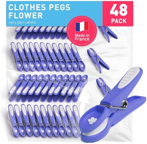culiclean Clothes Pegs for Washing Line Strong Soft Grip 48 pcs "Flower ...