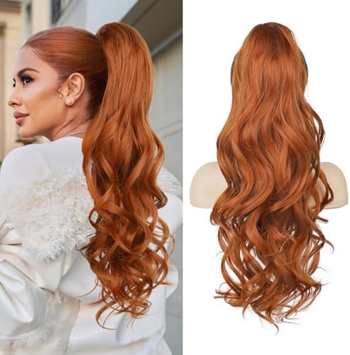 Amazon.com : SOMOREATY Ponytail Extension, 24" Claw Clip in Ponytail ...