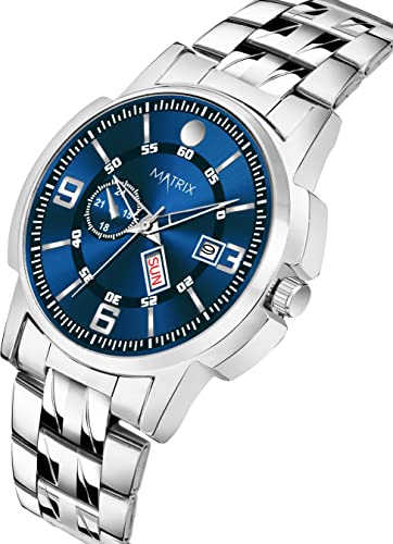 Buy Matrix Black, Blue, White Dial, Day & Date Functioning, Stainless ...