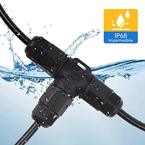 ATPWONZ IP68 Waterproof Junction Box,2PCS Cable Connector 3 way Wire ...