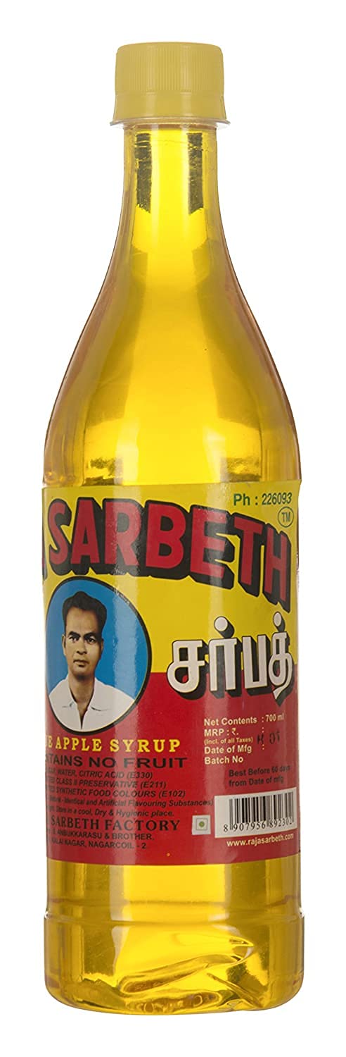 Raja Sarbet Yellow Nannari Sharbath Pineapple Flavour Syrup 700 Ml ...