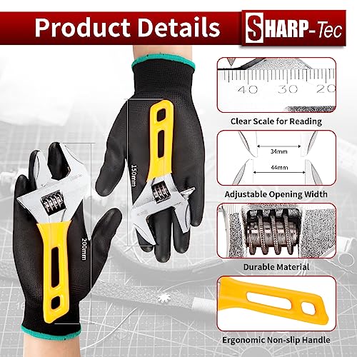 Sharp-tec Adjustable Spanner Set, Wide Jaw Opening Adjustable Wrench ...