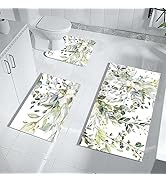 Amazon.com: MUGINYU Black Gold Bathroom Mats Sets 3 Piece,Abstract Bath ...