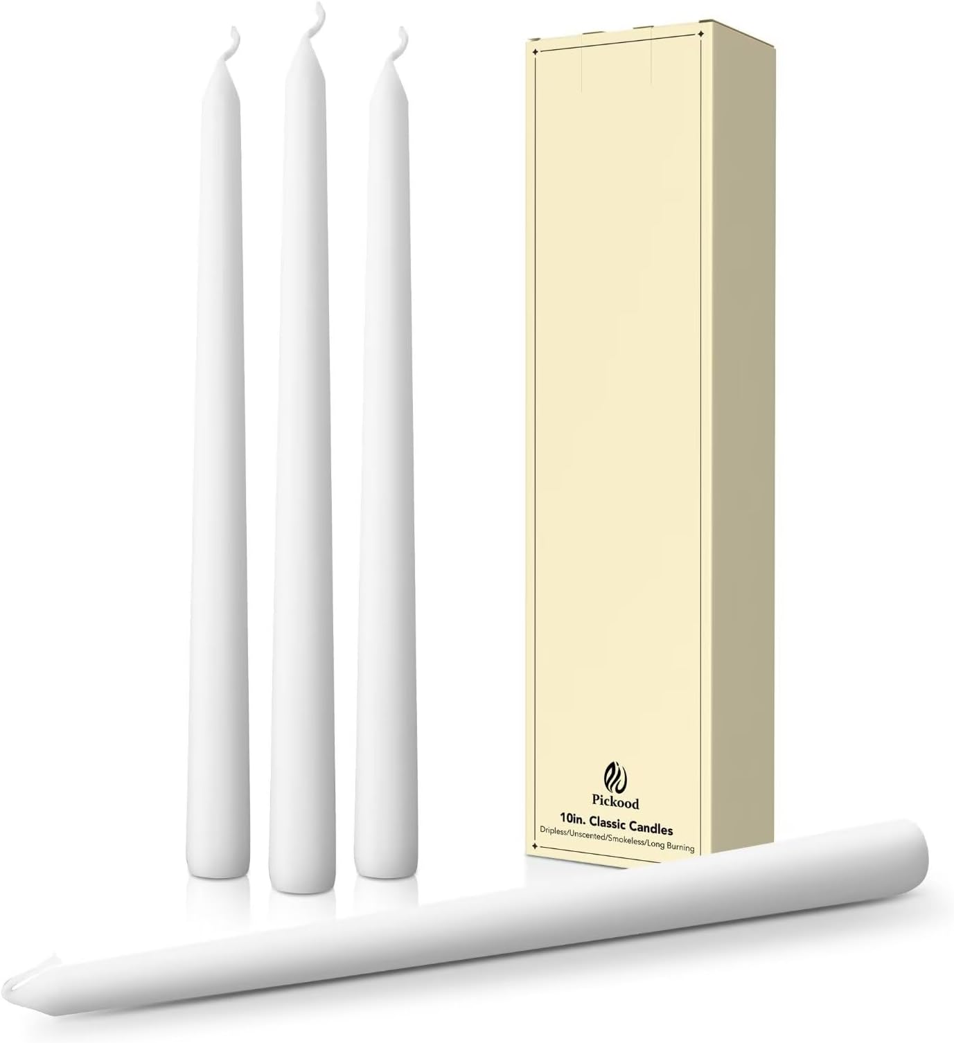 Amazon.com: KONNI 10 Inch White Taper Candles, Unscented and Smokeless ...