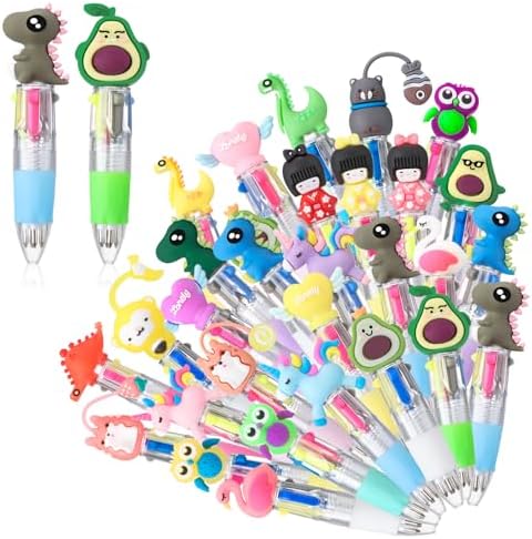 KingYH 32 Pcs Multicoloured Ballpoint Pens 0.5mm 4-in-1 Colored Fun ...