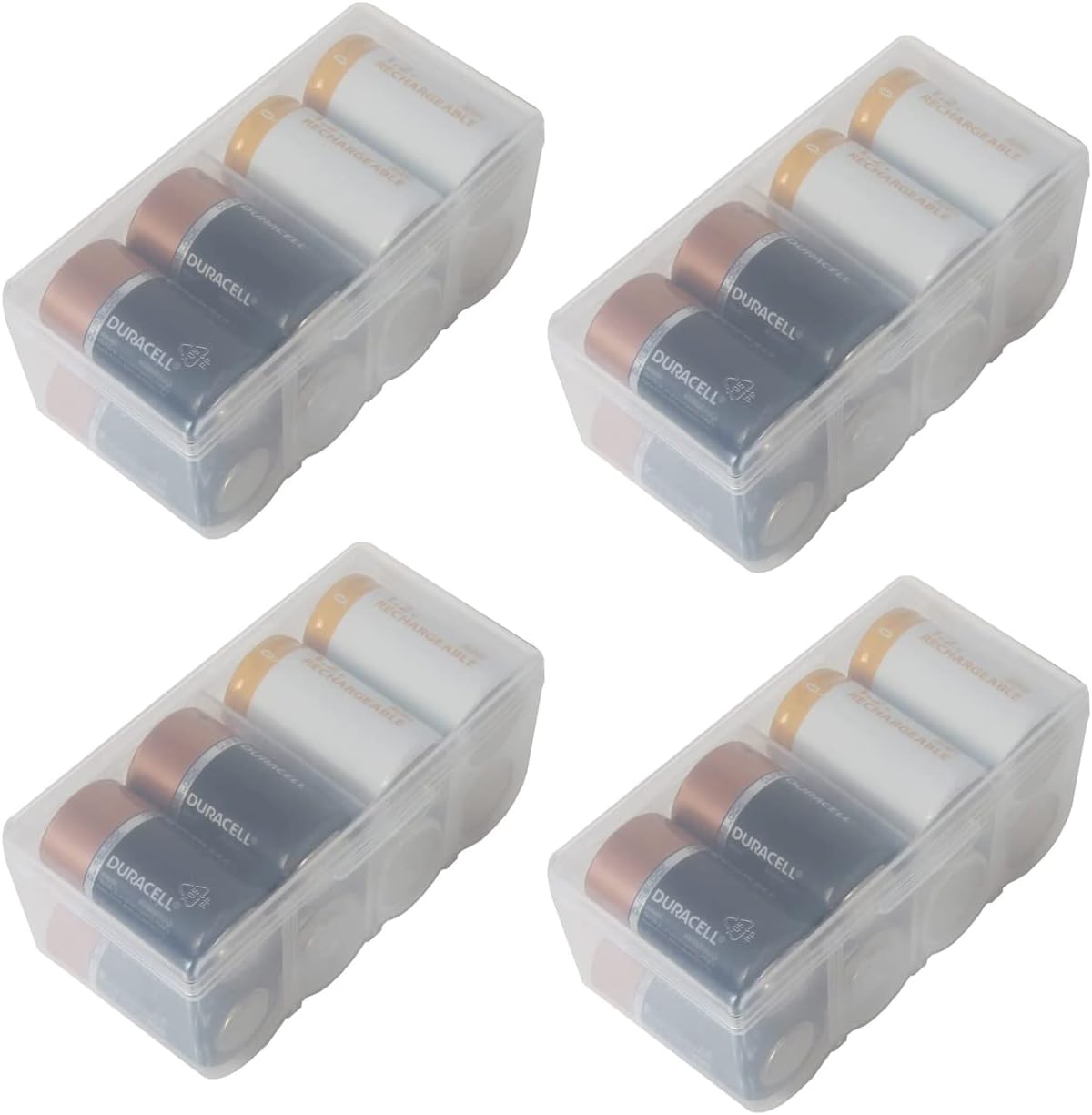 Amazon.com: Home-X Set of 4 Clear D Battery Storage Cases, Organize ...