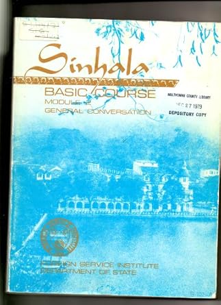 Sinhala: Basic Course Module 2 General Conversation: unknown author ...