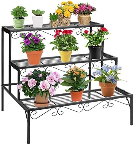 Amazon.com : Simple Trending 3 Tier Metal Plant Stand Outdoor Indoor ...