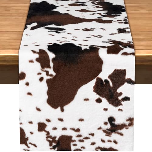 Amazon.com: Fttoyoly Cow Print Table Runner, Soft Faux Fur Western ...