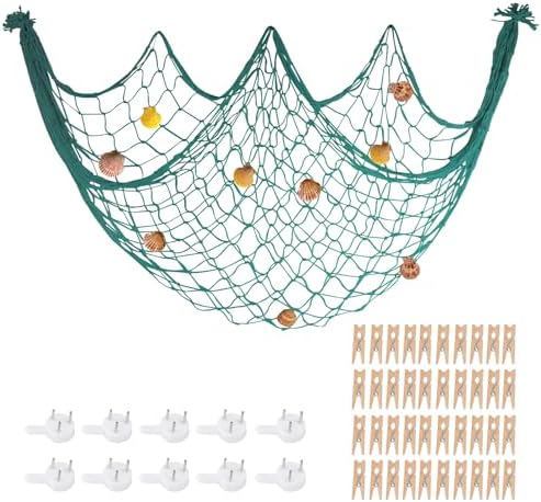 Amazon.com: 80x40 Inch Decorative Fishing Net w/Shells & Clips, 3mm ...
